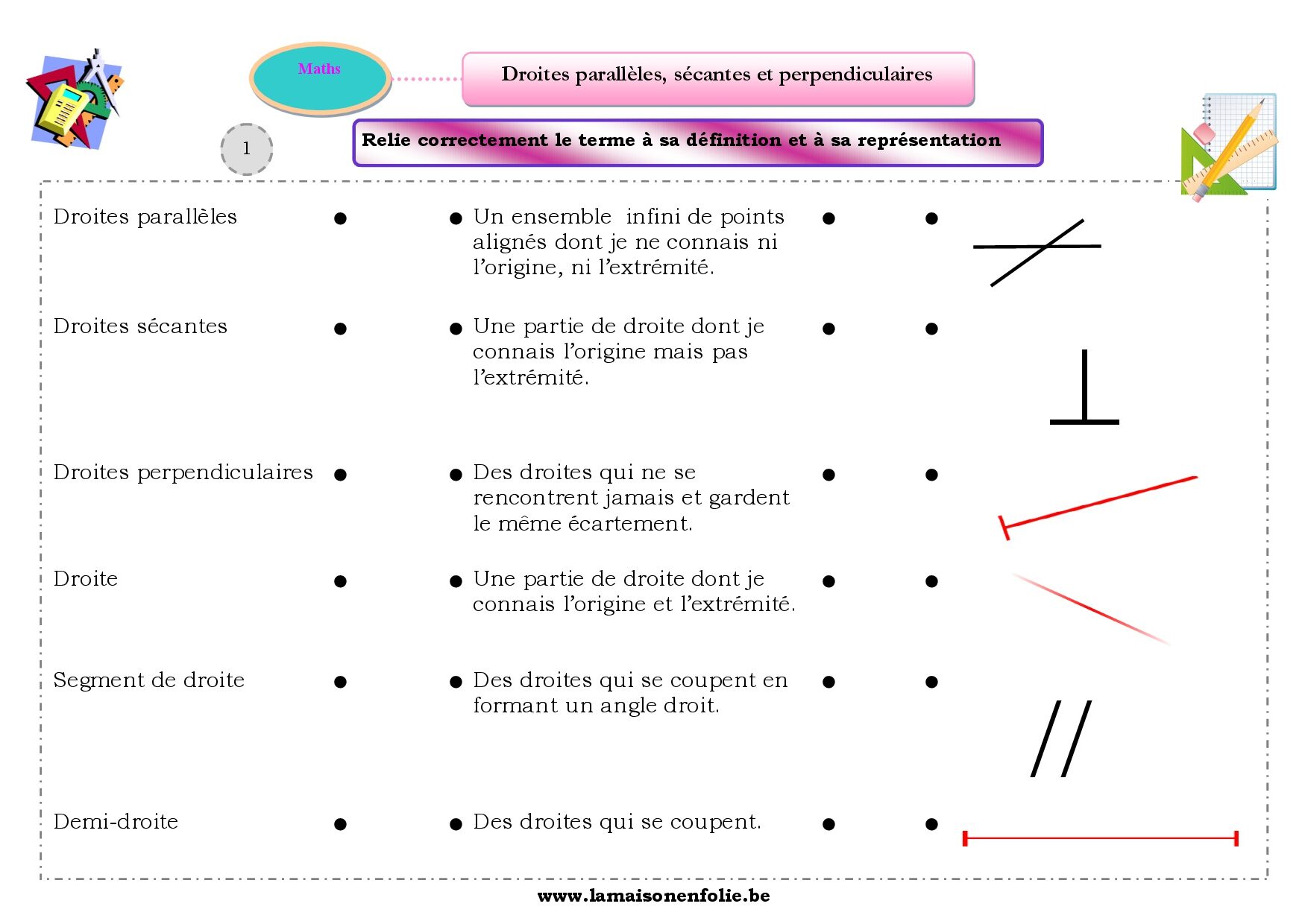 Droites sécantes, parallèles et perpendiculaires - La maison en folie